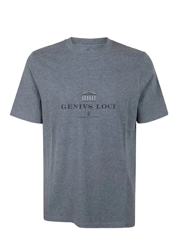 Brunello Cucinelli Printed Jersey Crew Neck T-shirt - Gray