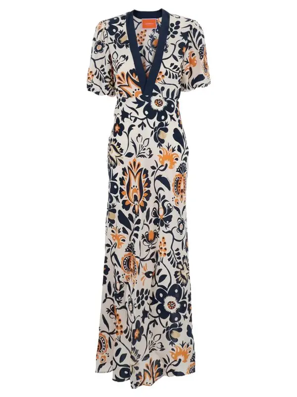 La DoubleJ Marlene Maxi Dress In Floral Print - Gray