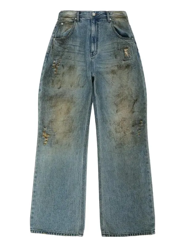 Andersson Bell Distressed Wide-leg Jeans - Green