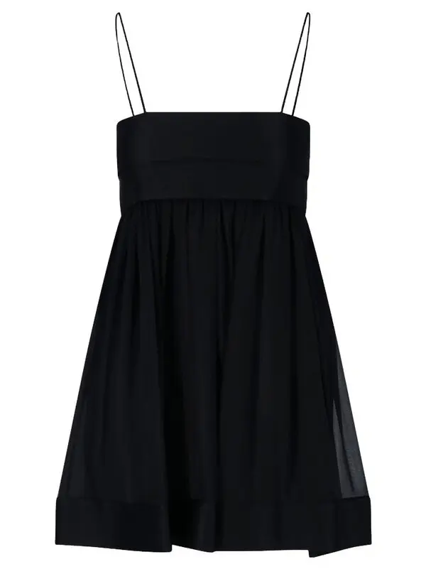 Saint Laurent Sleeveless Crepe Muslin Mini Dress - Black