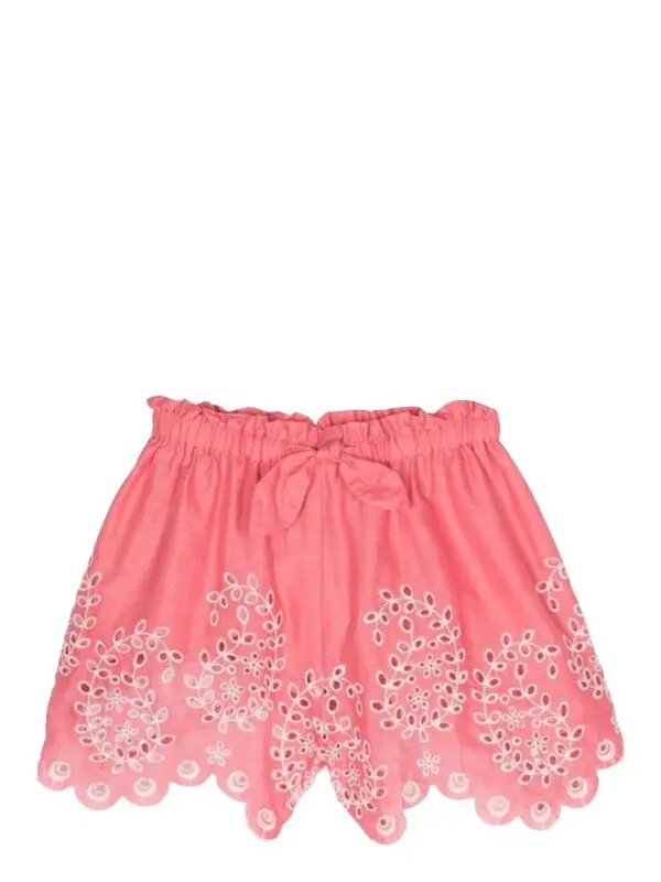 Zimmermann Broderie Anglaise Shorts With Self-lacing Waist - Pink