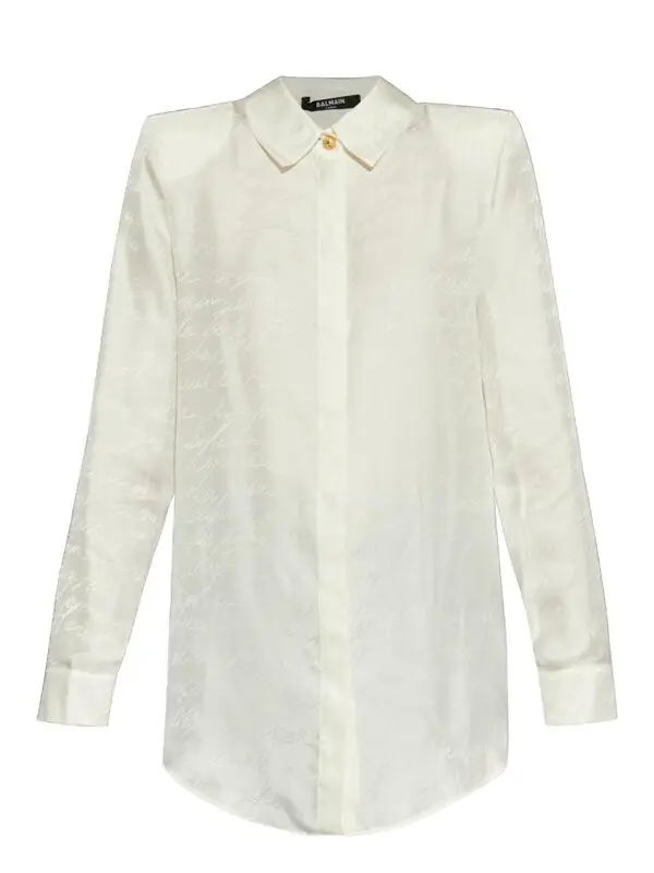 Balmain Long-sleeved Jacquard Shirt - White