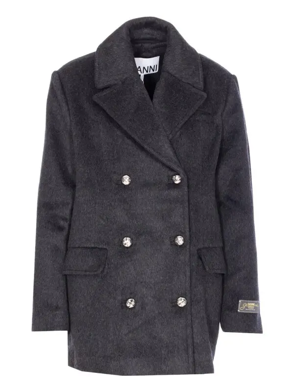 GANNI Double-breasted Jacket - Phantom Black