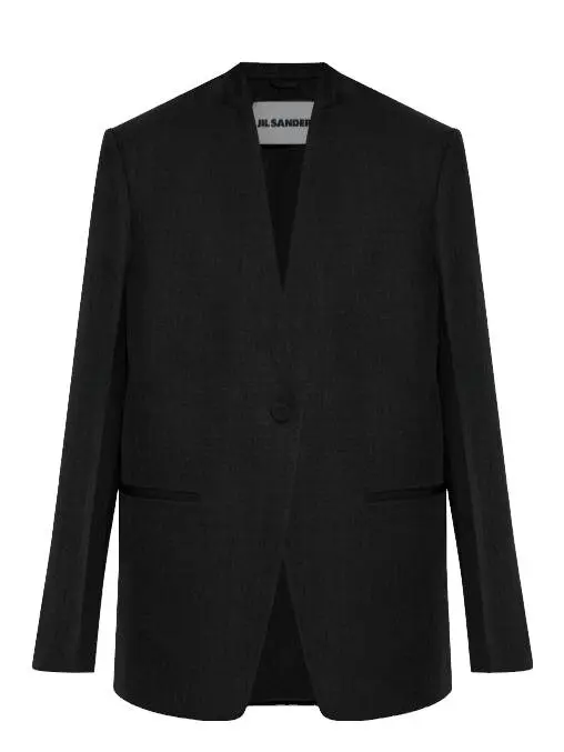 JIL SANDER No-lapel Single-breasted Blazer - Black