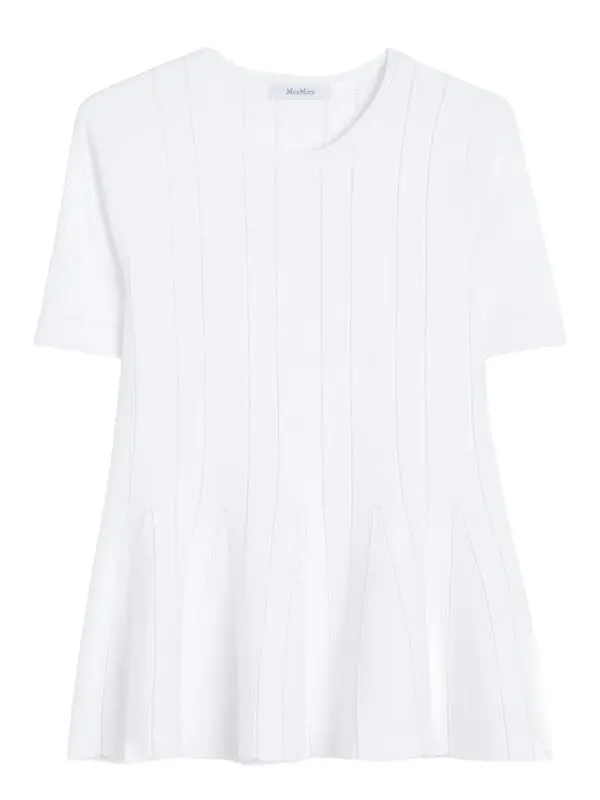 Max Mara Stretch Viscose Sweater With Crew Neck And Short Raglan Sleeves - White