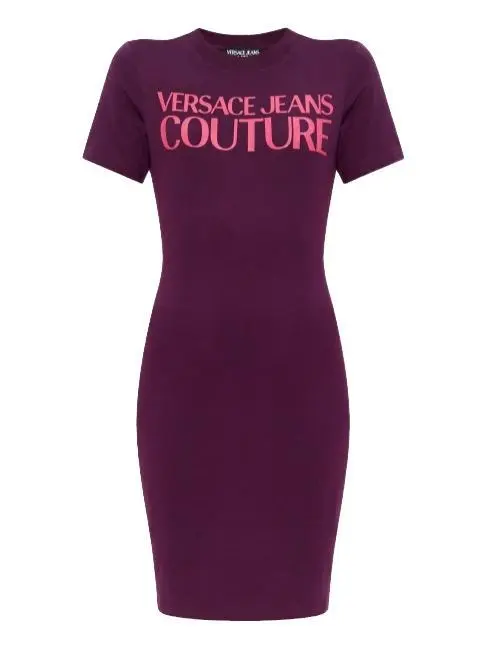 Versace Logo Print T-shirt Dress - Red