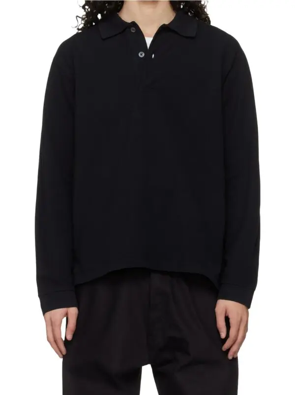 Studio Nicholson Long-sleeved Polo Shirt - Black
