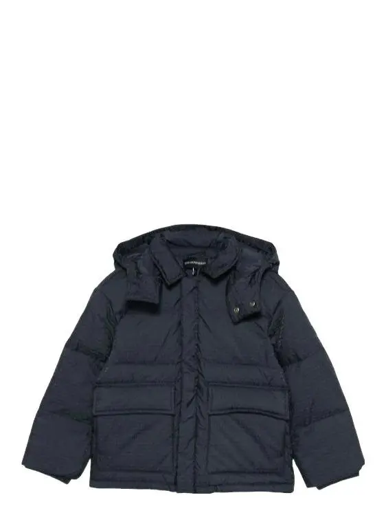 Emporio Armani Logo Jacquard Quilted Jacket - Blu Navy
