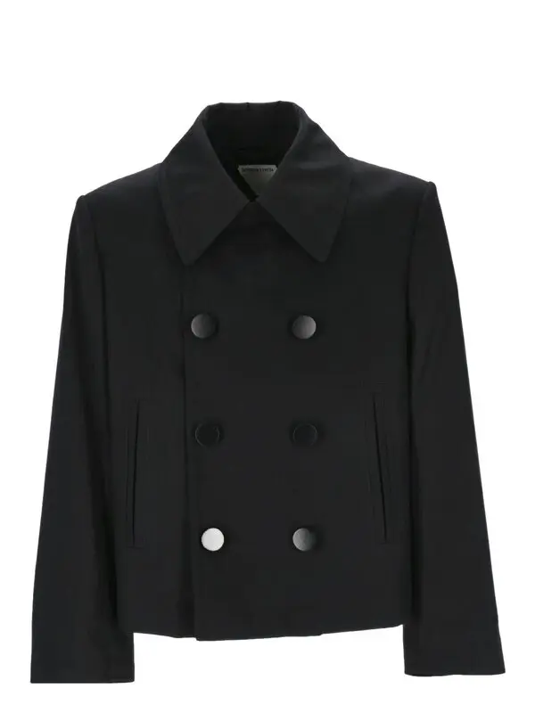 Bottega Veneta Double Breasted Long Sleeve Jacket - Black