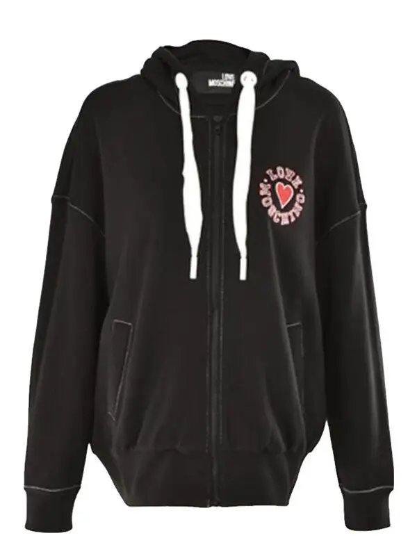 Moschino Casual Zip-up Hooded Jacket - Black