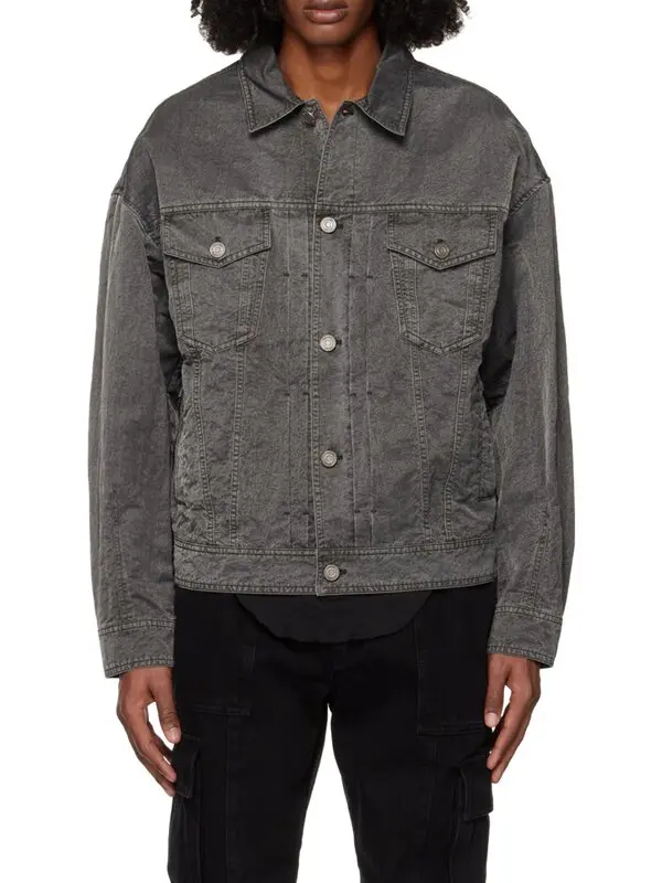 JUUN.J Dark Wash Denim Jacket - Black