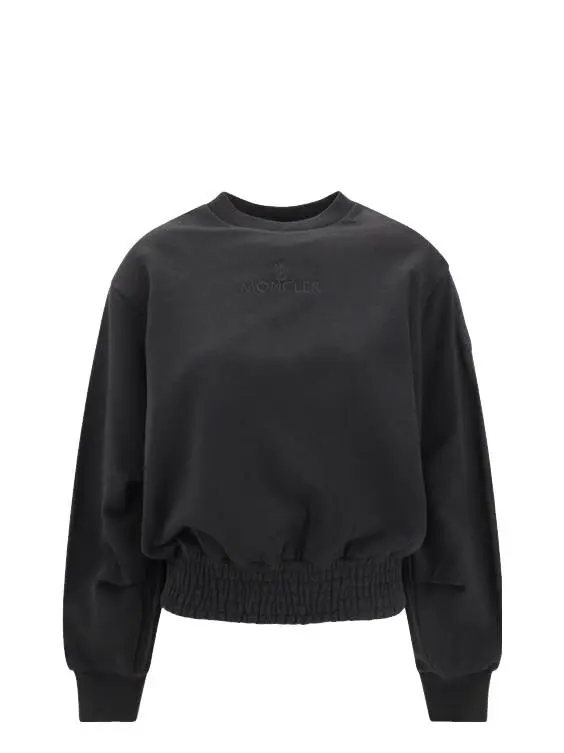 Moncler Logo Embossed Crewneck Sweatshirt - Black