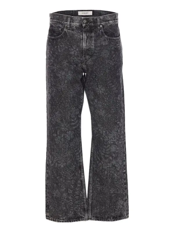 GOLDEN GOOSE Floral Jacquard Straight-leg Jeans - Black