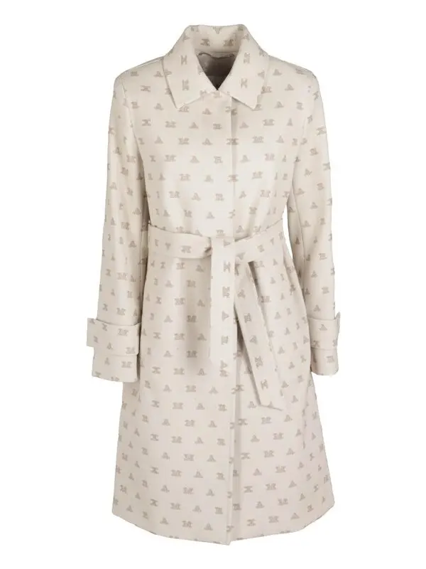 Max Mara Geometric Logo Print Belted Windbreaker - Nude