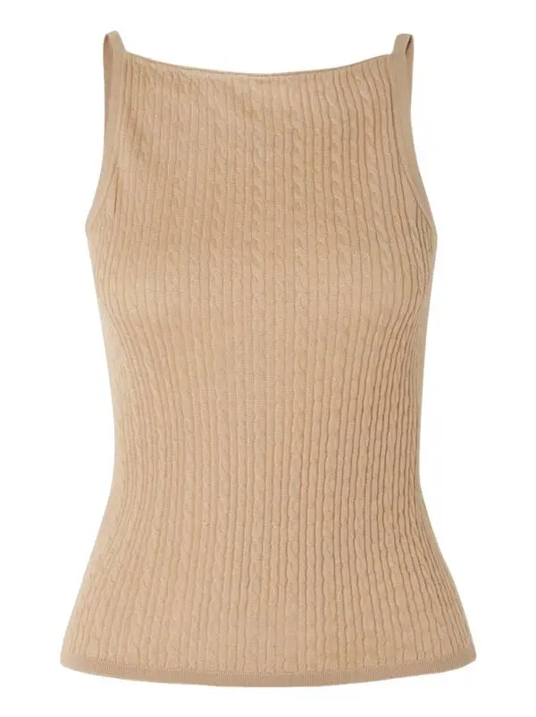 Loro Piana Rimella Cable-knit Cashmere And Silk-blend Top - Nude