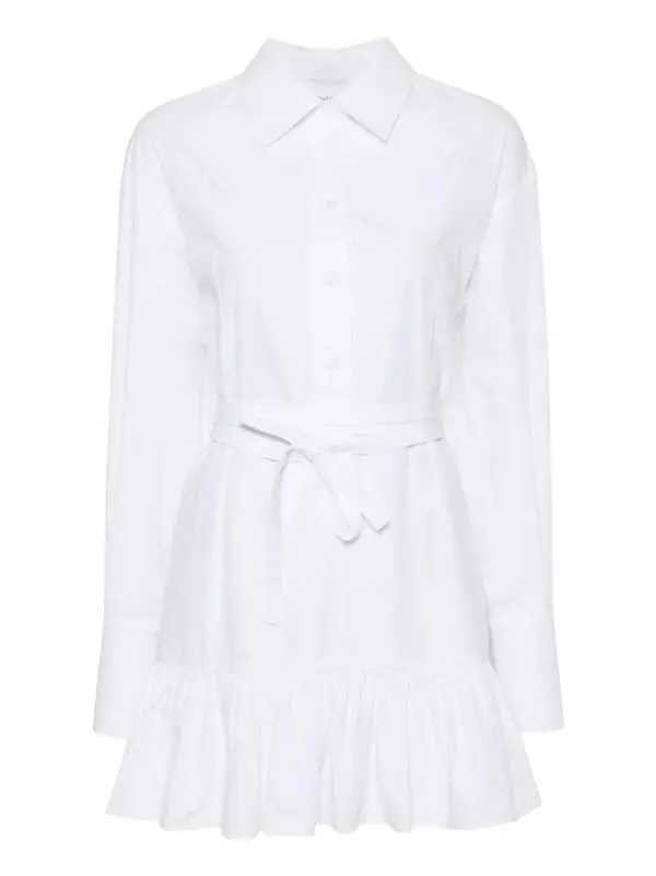 PATOU Long-sleeved Ruffled Mini Shirtdress - White