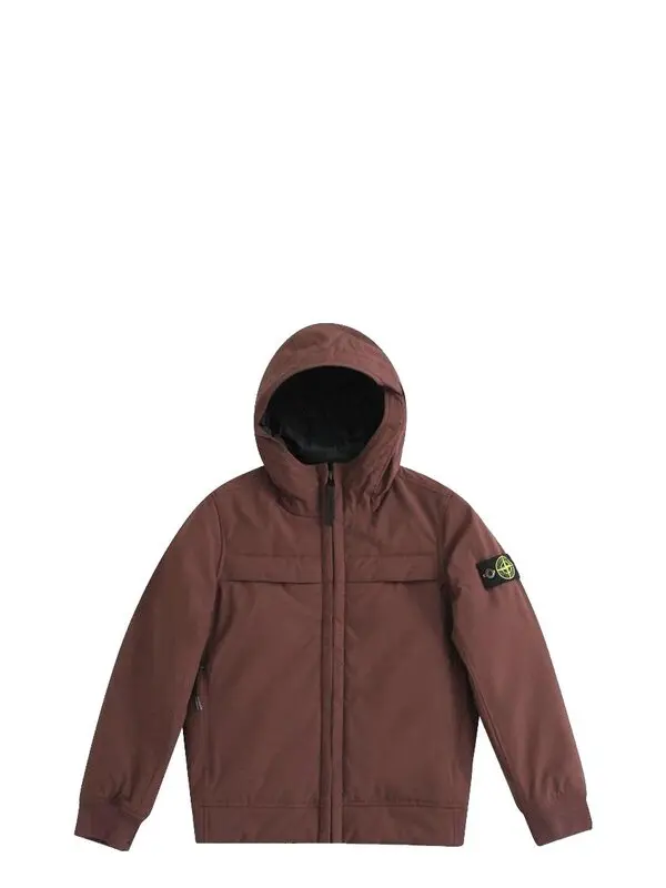 Stone Island Logo Patch Zip-up Hoodie - Pulp Color