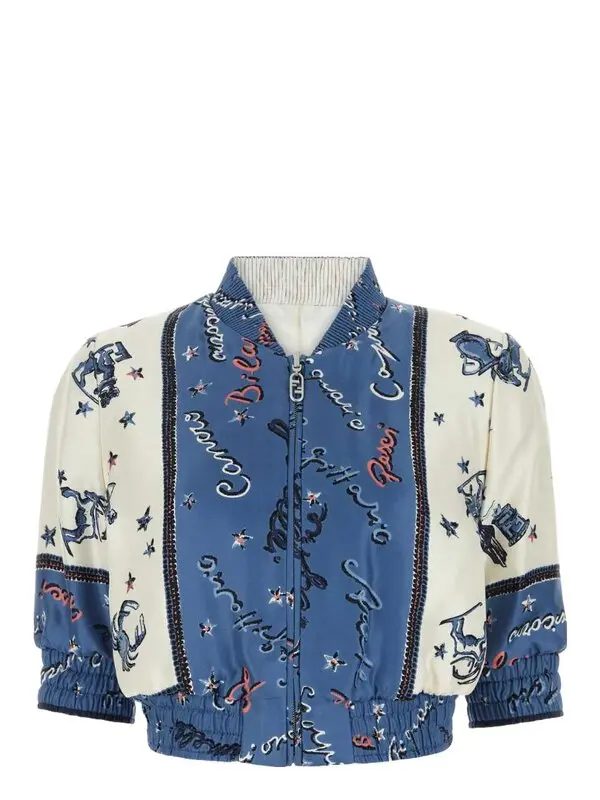 Fendi Graphic Printed Bomber Jacket - Blue