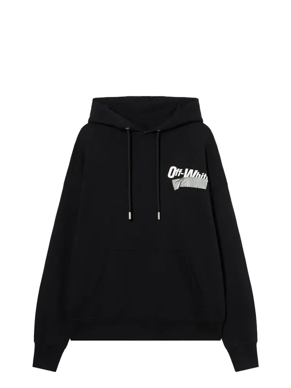 Off-White Logo Print Drawstring Hoodie - Black