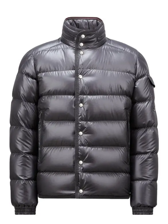 Moncler Zip-up Short Down Jacket - Dark Gray