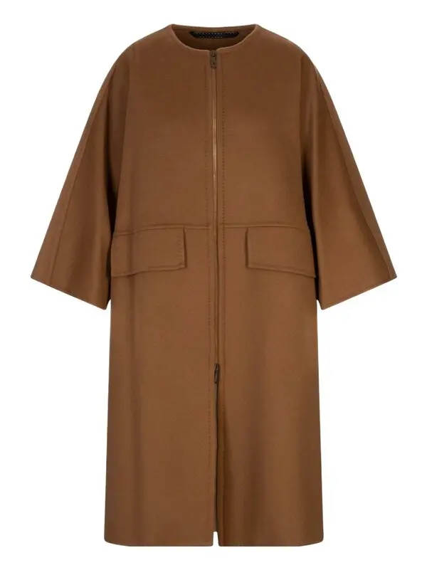 Max Mara Amour Zip-up Crewneck Coat - Brown