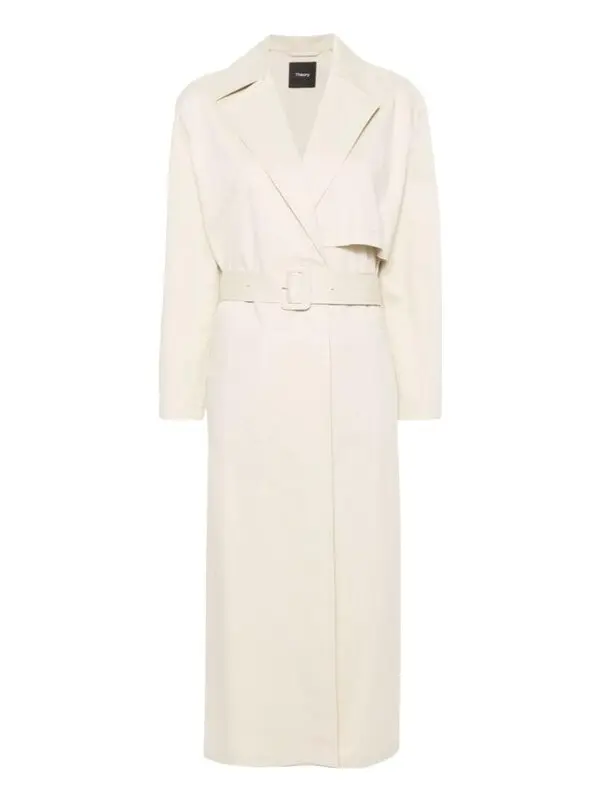 Theory Belted Wrapped Trench Coat - White