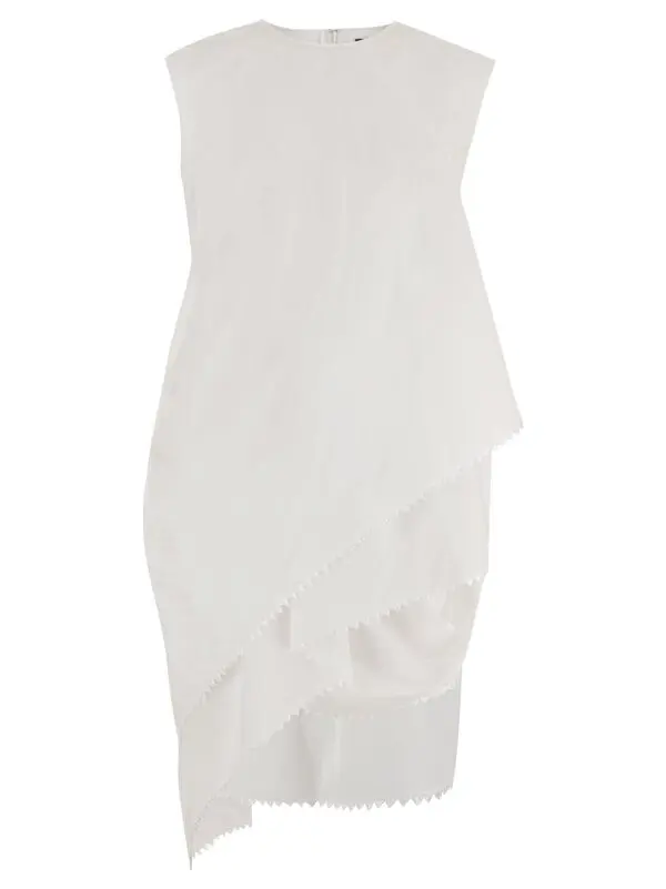 Jacquemus Asymmetric Draped Sleeveless Dress - White