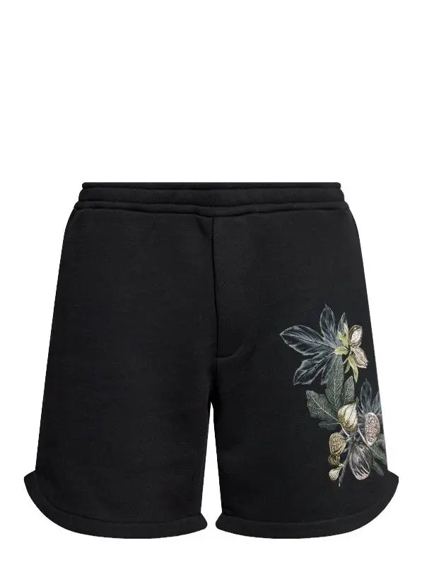 Emporio Armani Embroidered Cotton Shorts - Black