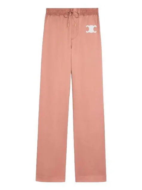 Celine Triomphe Athletic Pants In Satin - Pink