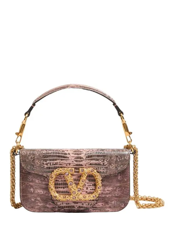 Valentino Garavani Locò Foldover Top Small Shoulder Bag - Brown