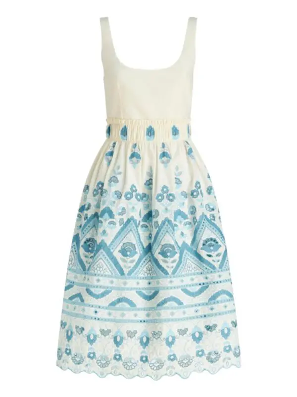 Etro Embroidered Flared Dress - White