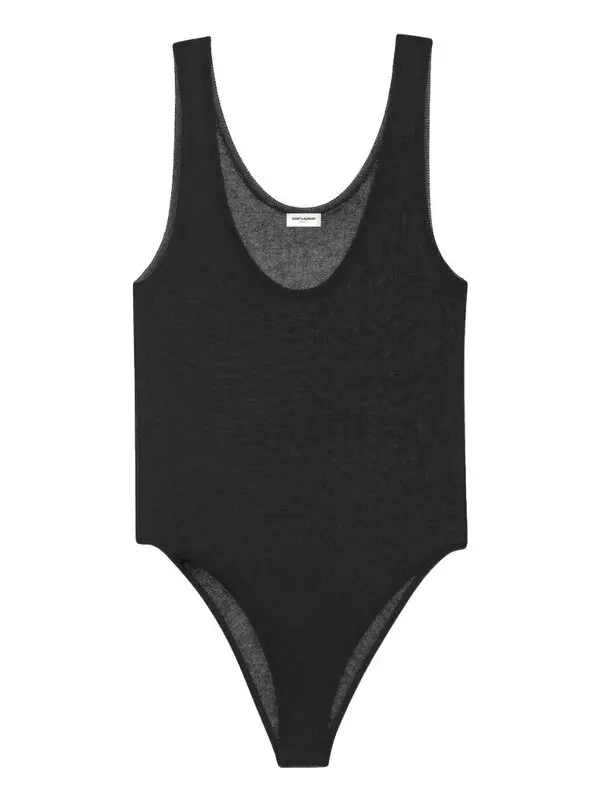 Saint Laurent Sleeveless Sheer Knit Bodysuit - Black