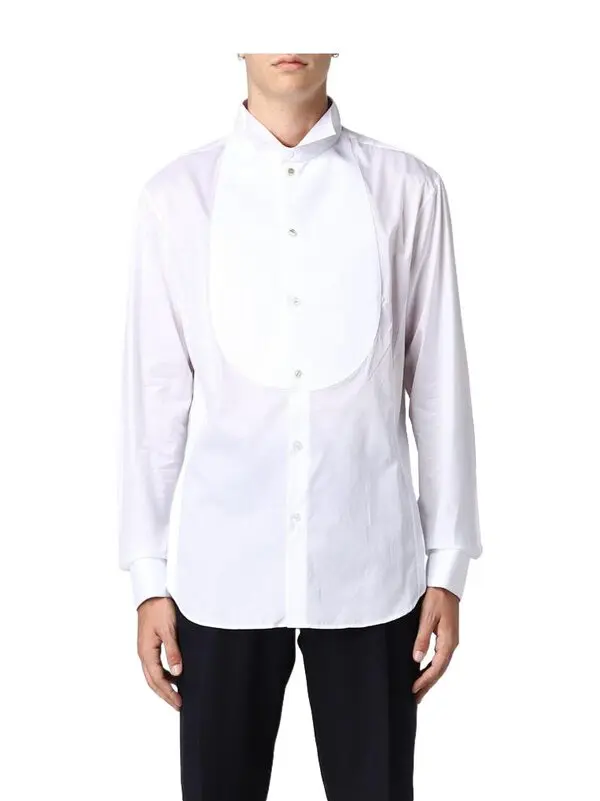 Giorgio Armani Long-sleeved Cotton Shirt - White