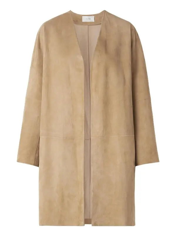 THE ROW Long Sleeve V-neck Coat - Nude