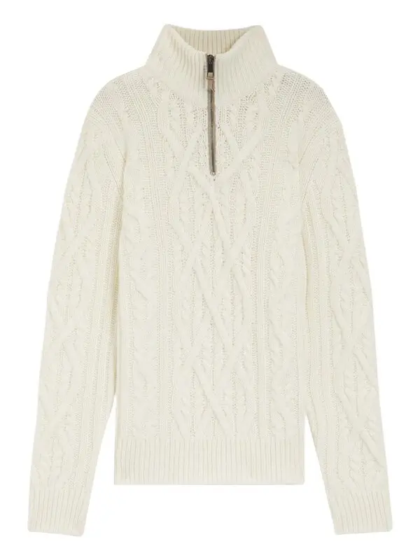 Hugo Boss Half-zip High Neck Jumper - White