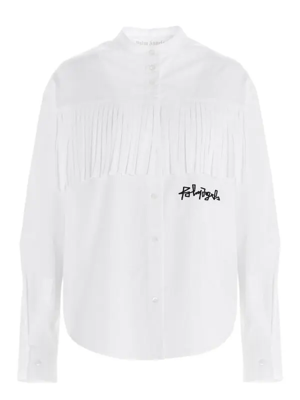 Palm Angels Fringe Detailed Shirt - White