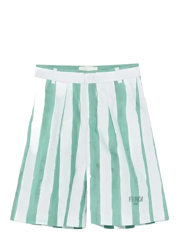 Fendi Pequin Print Bermuda Shorts - White Green