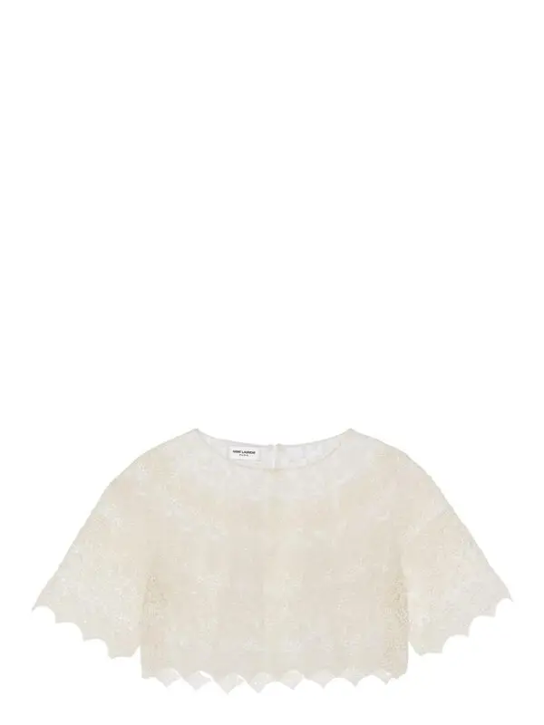 Saint Laurent Embroidered Lace Blouse - Off-white