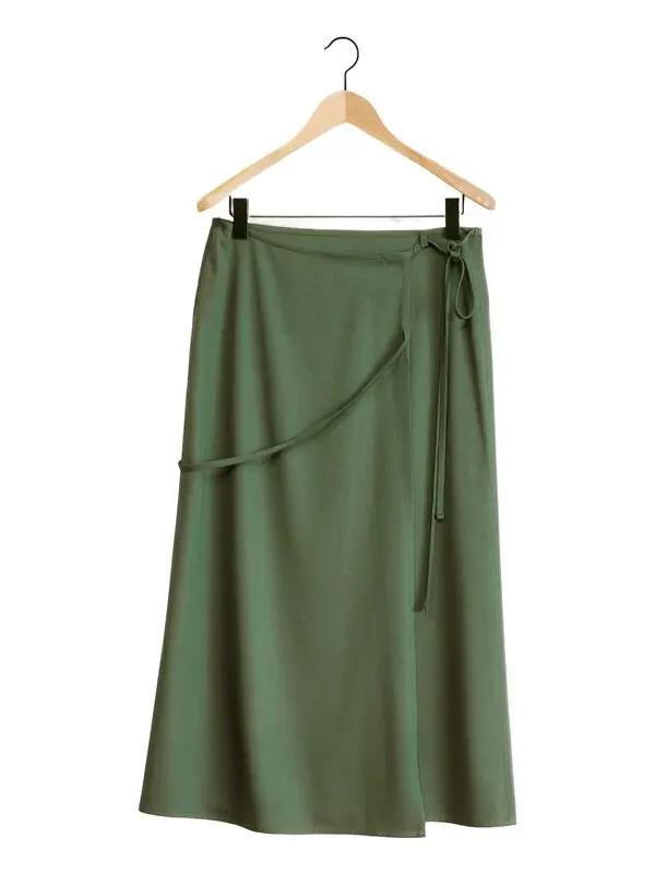 LEMAIRE Tied-waist Midi Skirt - Green