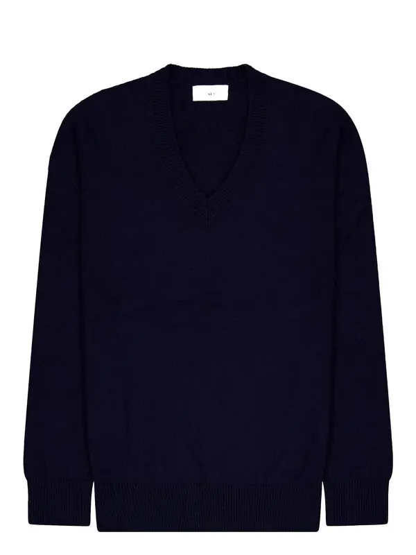 LANEUS V-neck Long Sleeve Sweater - Black