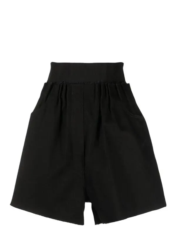 Raf Simons High Waist Pleated Shorts With Raw Edge Hem - Black