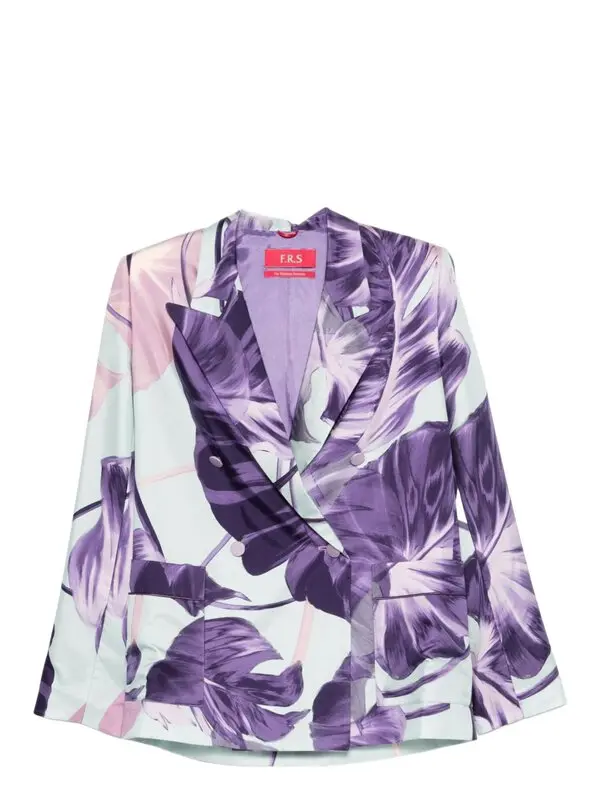 F.R.S FOR RESTLESS SLEEPERS Double-breasted Floral Print Blazer - Purple