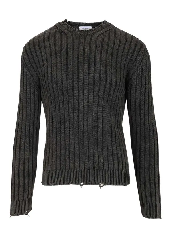 Off-White Distressed Arrow Rib Knit Jumper - Black