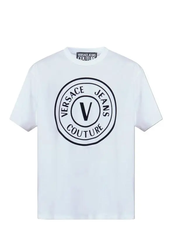 Versace Logo Printed Crewneck T-shirt - White