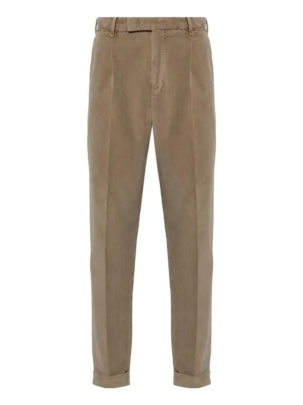 PT TORINO Pleated Corduroy Trousers - Brown