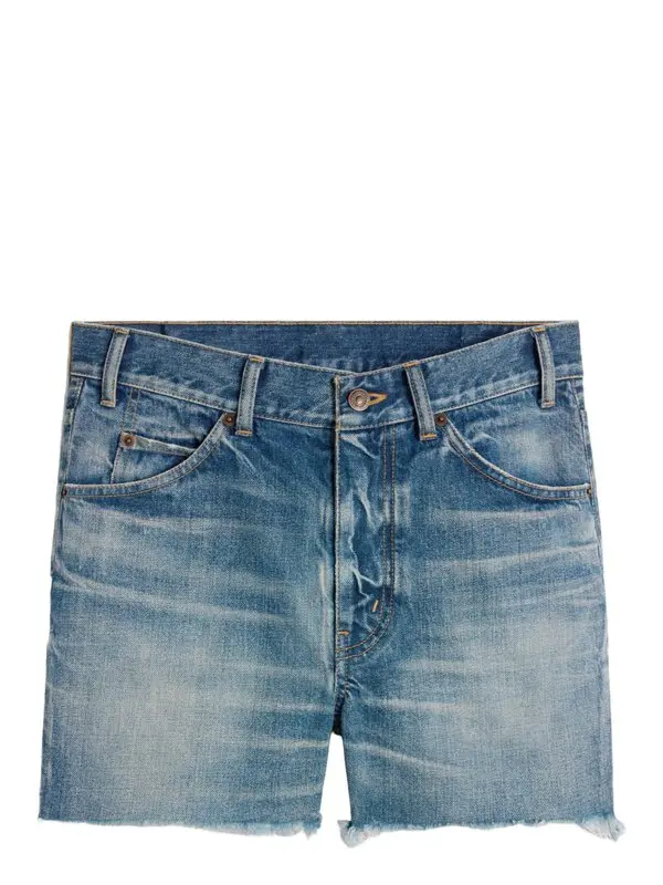 Celine Electric Sky Wash Denim Skate Shorts - Gray
