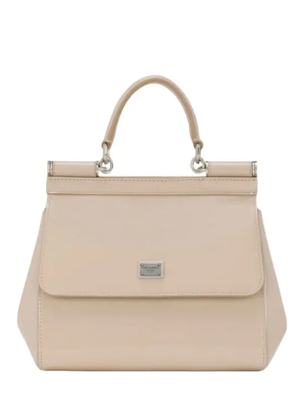Dolce & Gabbana Logo Plaque Sicily Bag - Nude