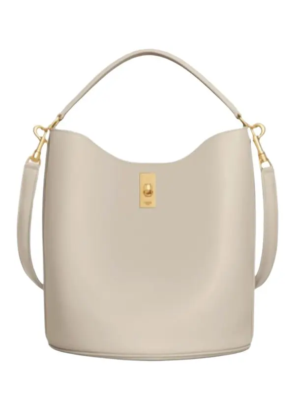 Celine Bucket 16 Logo Shoulder Bag - Nude