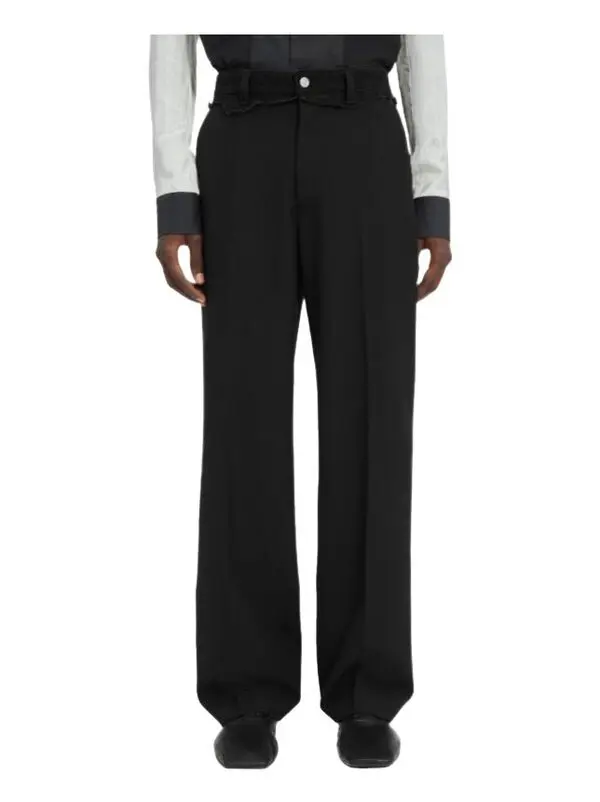 MAISON MARGIELA Wide-leg Trousers With Trompe L'oeil Denim Waistband - Black