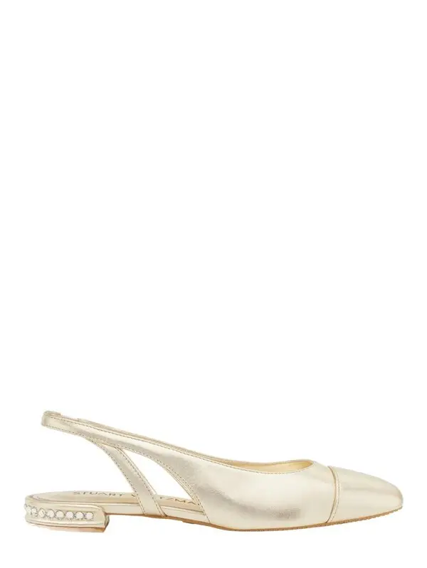STUART WEITZMAN Open-heeled Almond Toe Flats With Embellished Heel - Light Gold